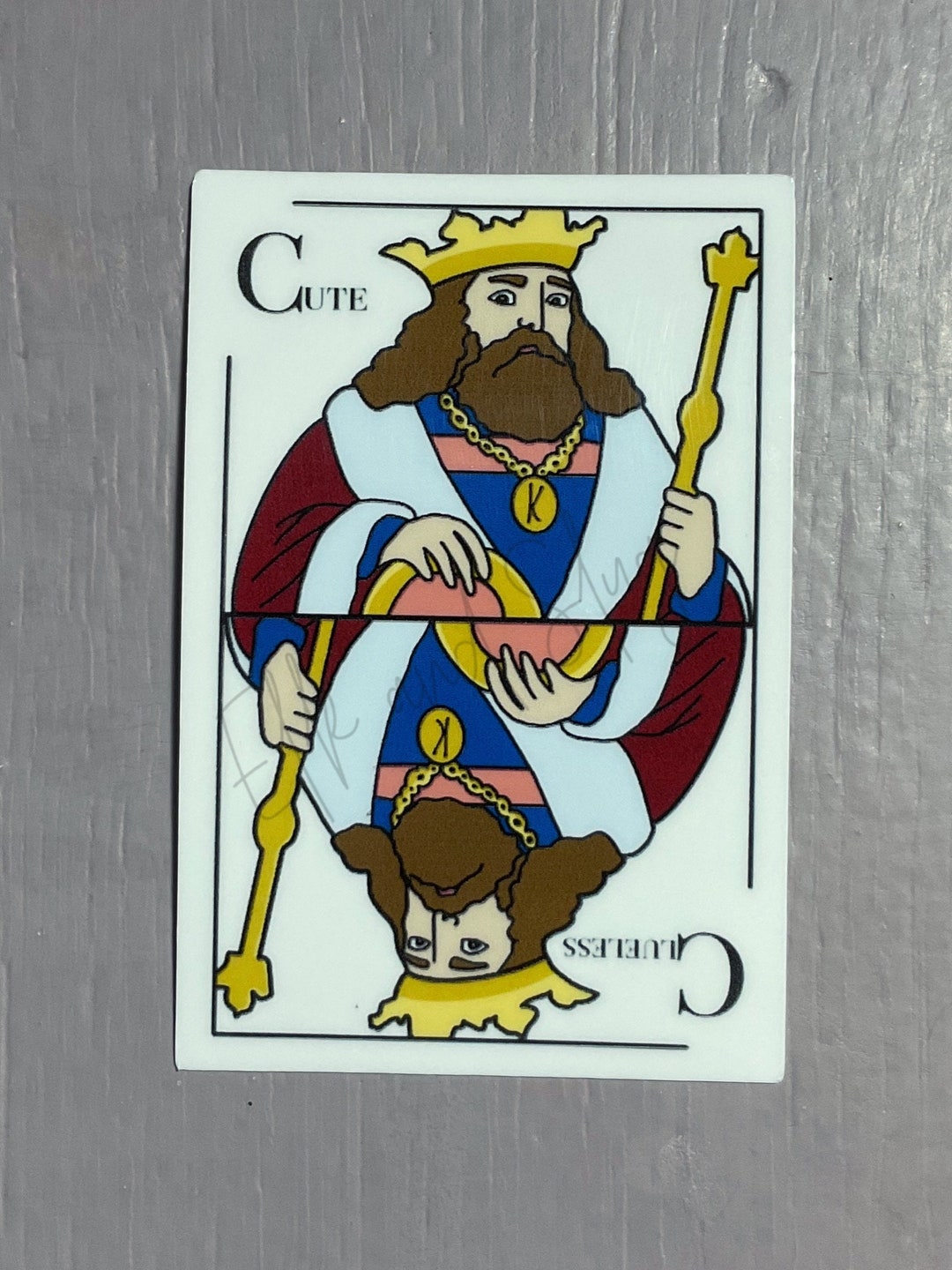 Cute / Clueless Sticker, King Playing Card, Water Resistant Vinyl ...