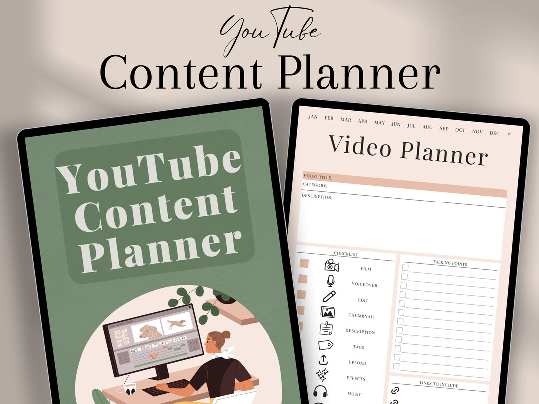 Youtube Content Strategy Planner | Social Media Planner Printable ...