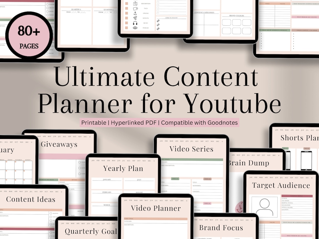 Youtube Content Strategy Planner | Social Media Planner Printable ...