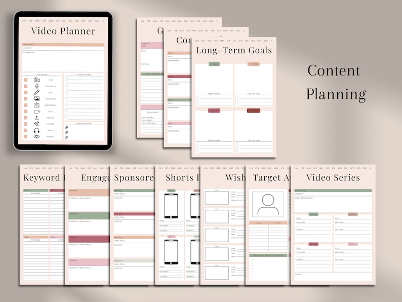 Youtube Content Strategy Planner | Social Media Planner Printable ...