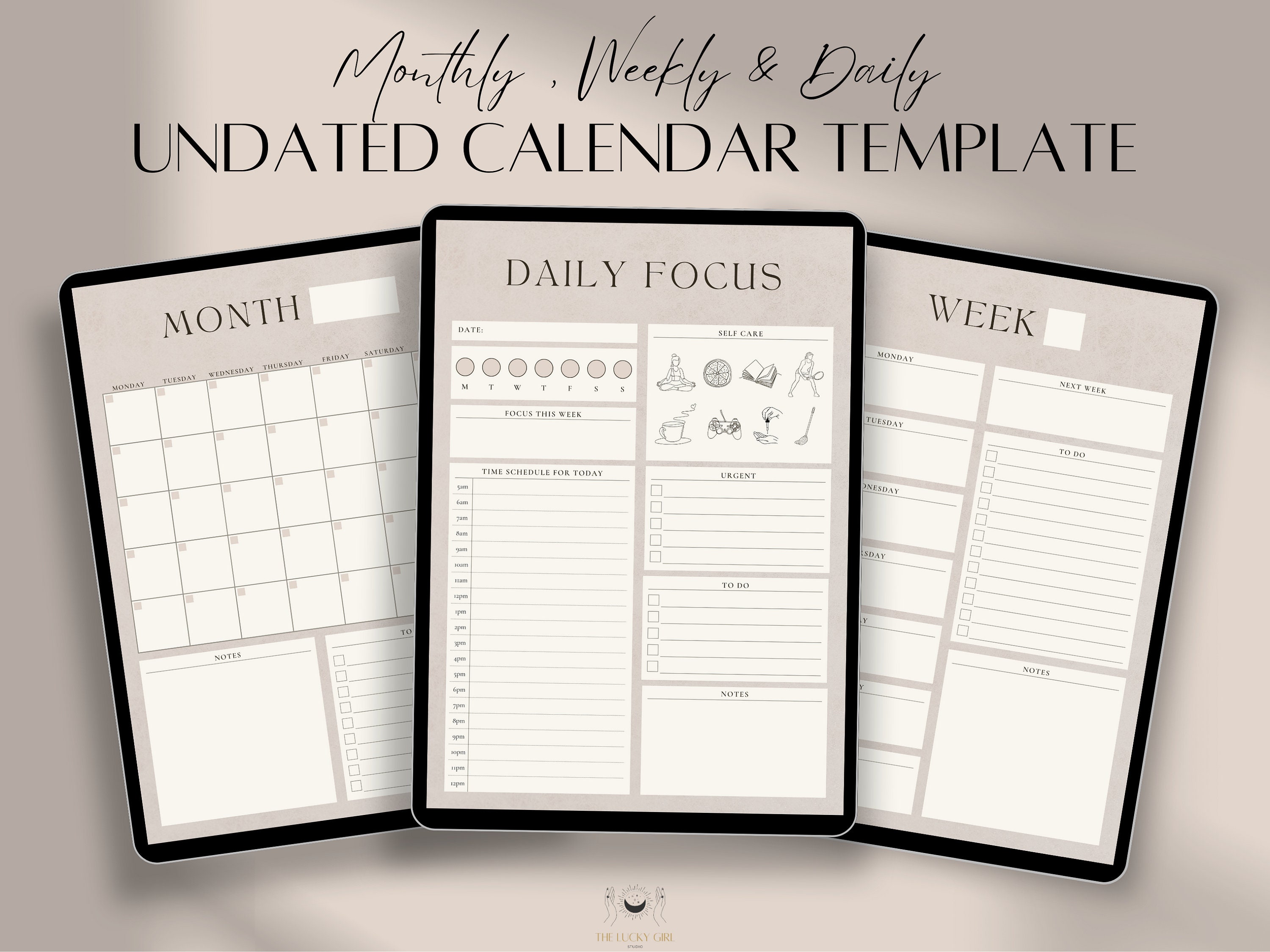 Undated Goodnotes Calendar Template, Monthly Digital Planner, Minimal ...