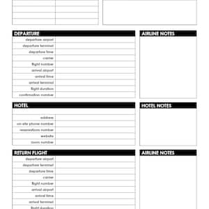 TRAVEL INFORMATION Page – Editable PDF - Contact Info. (4 People ...