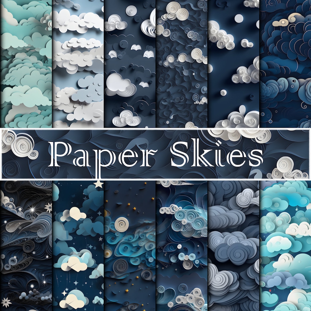 Paper Skies Digital Paper - Sky Backgrounds - Clouds - 12 Designs ...