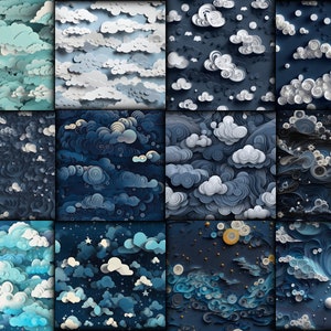 Paper Skies Digital Paper - Sky Backgrounds - Clouds - 12 Designs ...