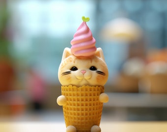 Baby Cat Cone 15x20 Inches Art Print Positive Vibes, Kids Decor Instant ...