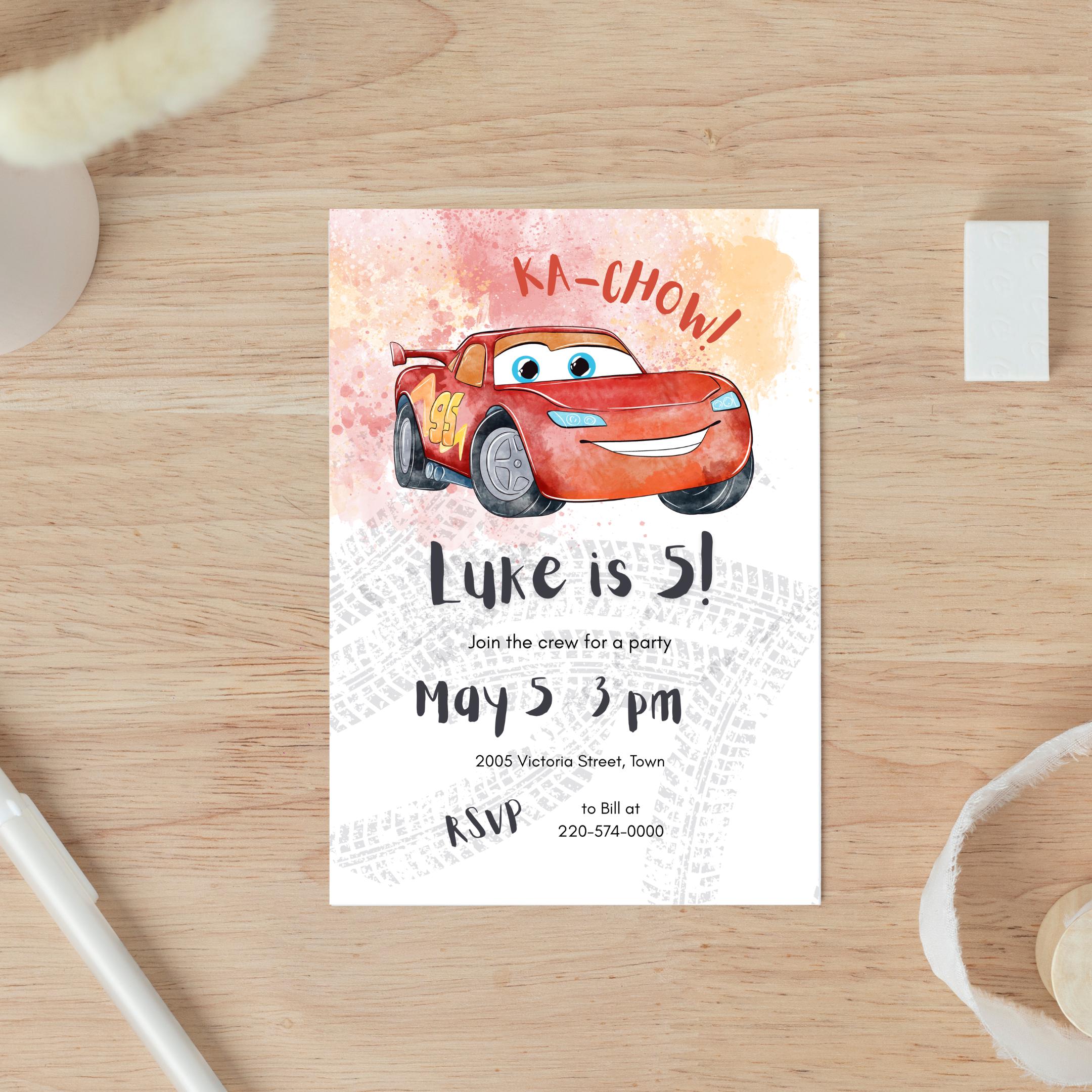 Lightning Mcqueen Birthday Invitation: Editable Cars Party Invite ...