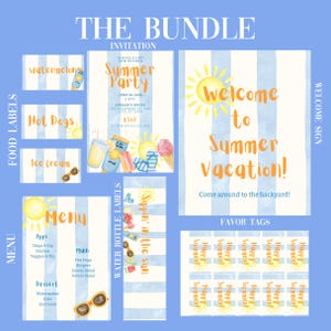 Editable Summer Party Bundle | Canva Template Pack | Invitation ...