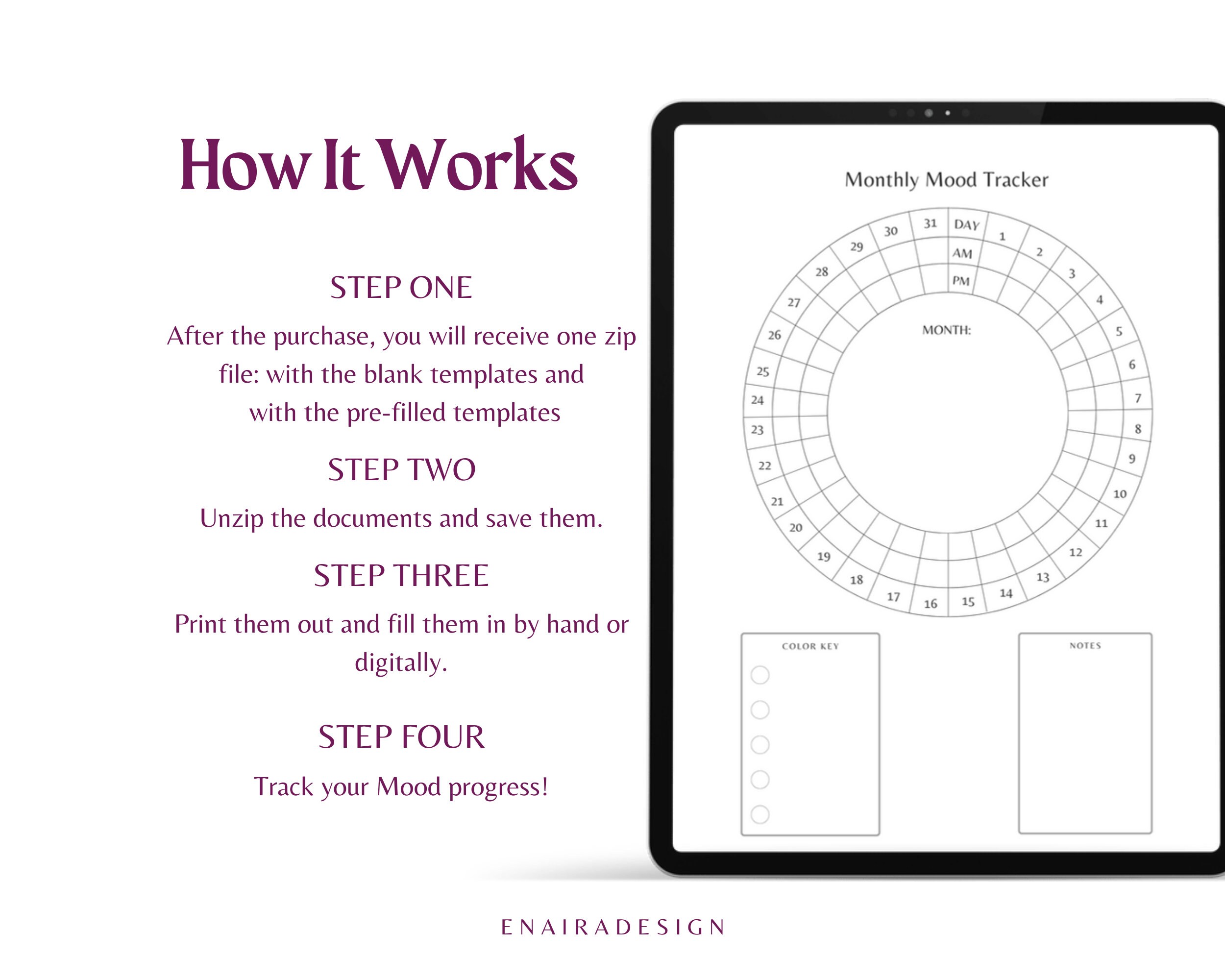 Mood Tracker Printable Kit, Mental Health Tracker, Monthly Mood Log ...
