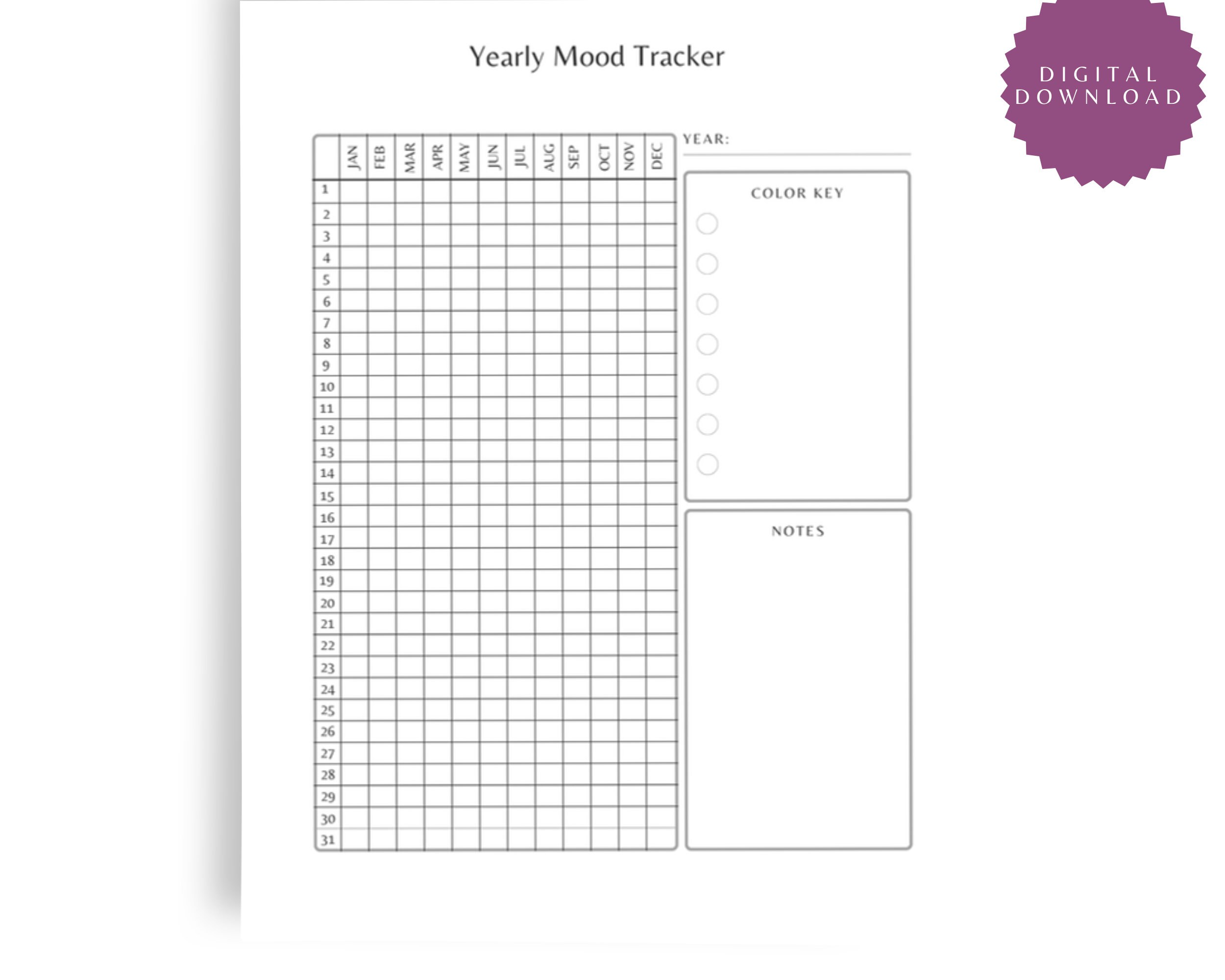 Mood Tracker Printable Kit, Mental Health Tracker, Monthly Mood Log ...