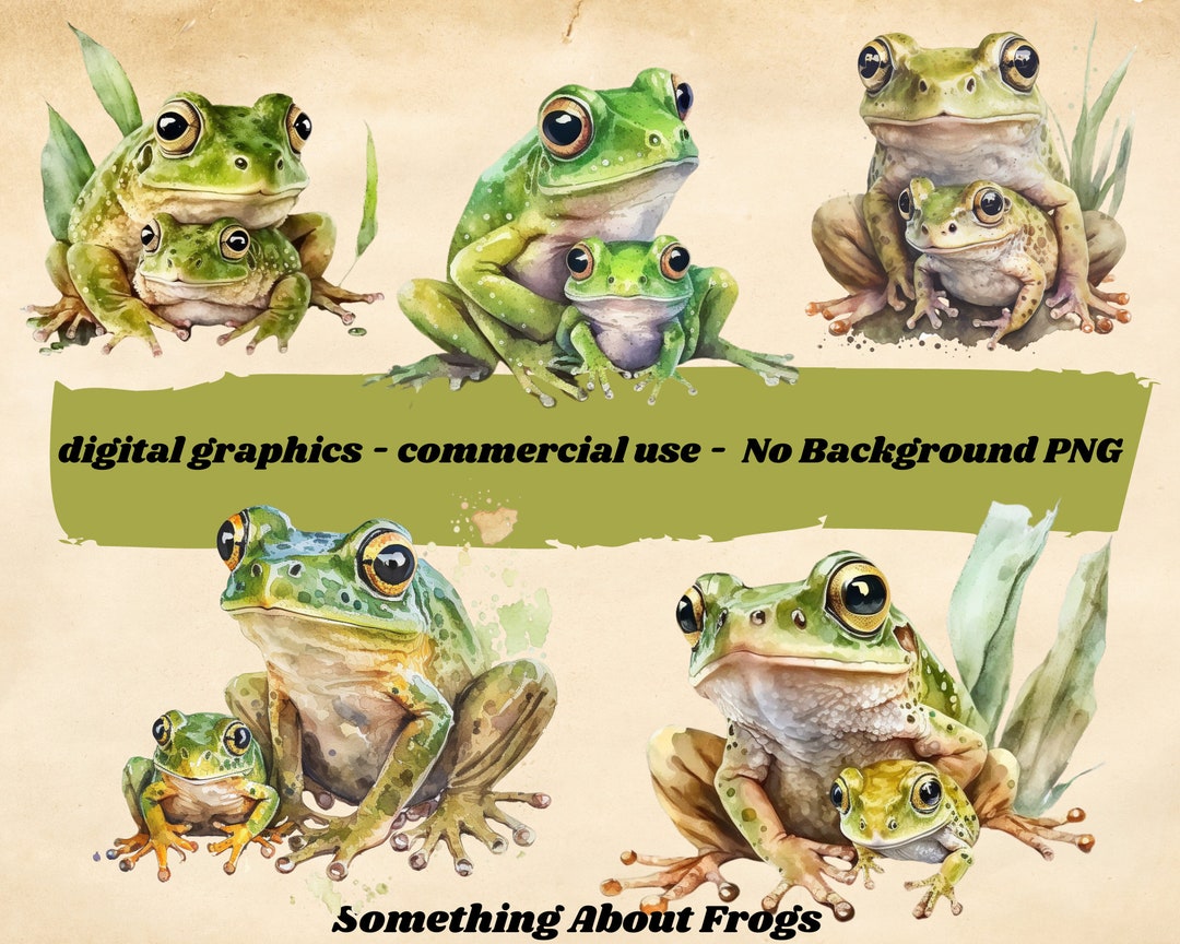 Mother Frogs - Digital Art - Frogs, Watercolor, Unique - Etsy