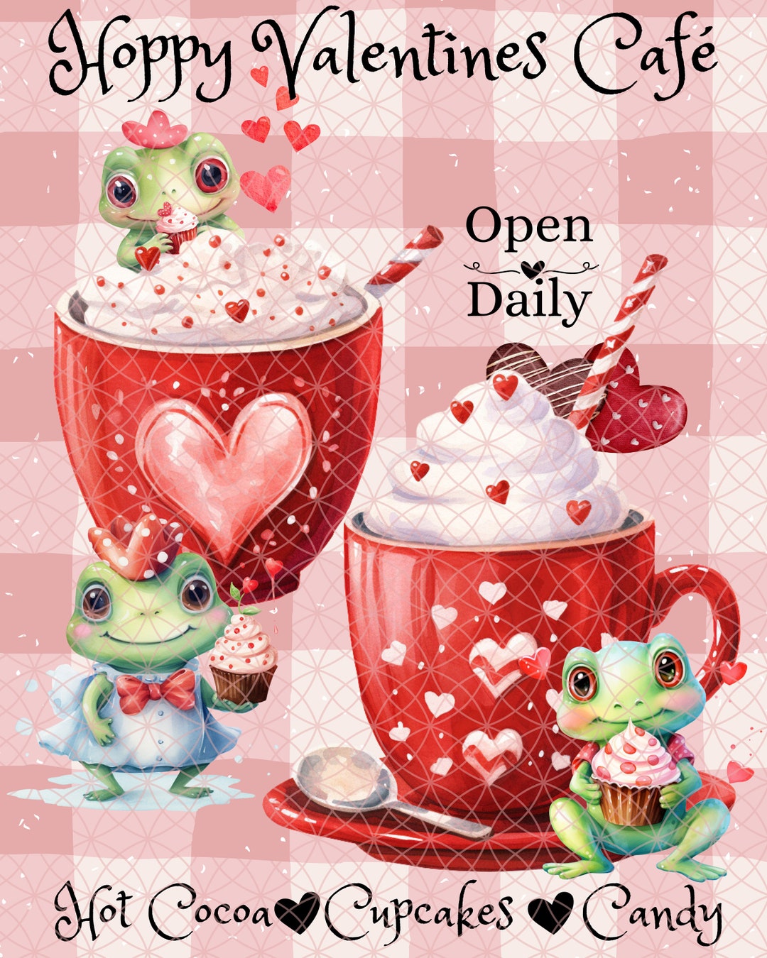 Valentines Frog Cocoa Bar- Digital Art - Fun,frogs, Watercolor, Unique ...