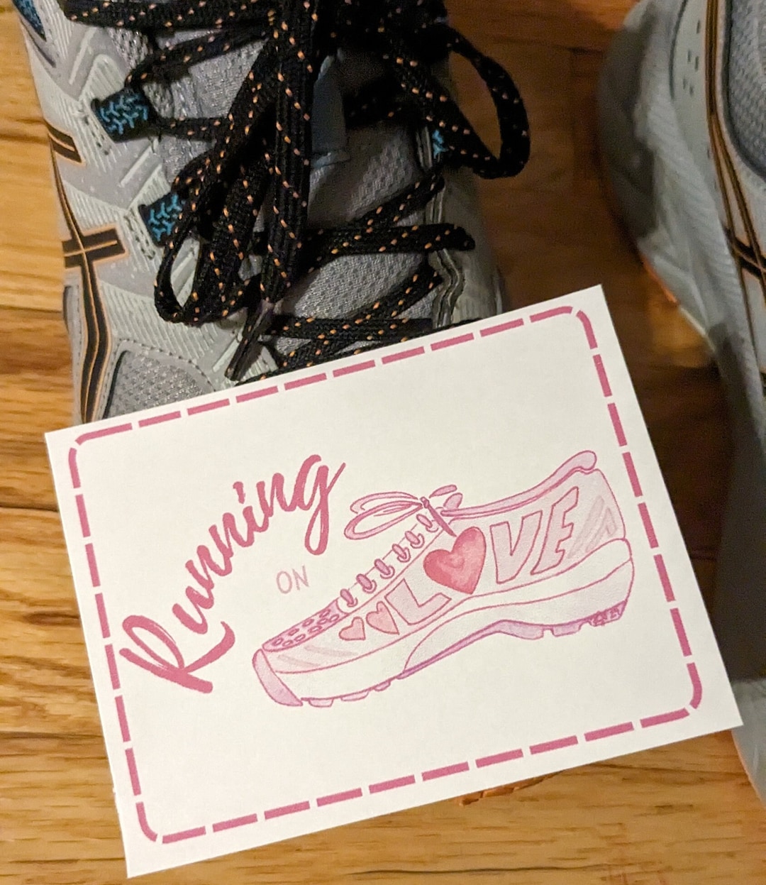 Printable Pink Running Shoe Valentines 4 Valentines per Page Digital ...