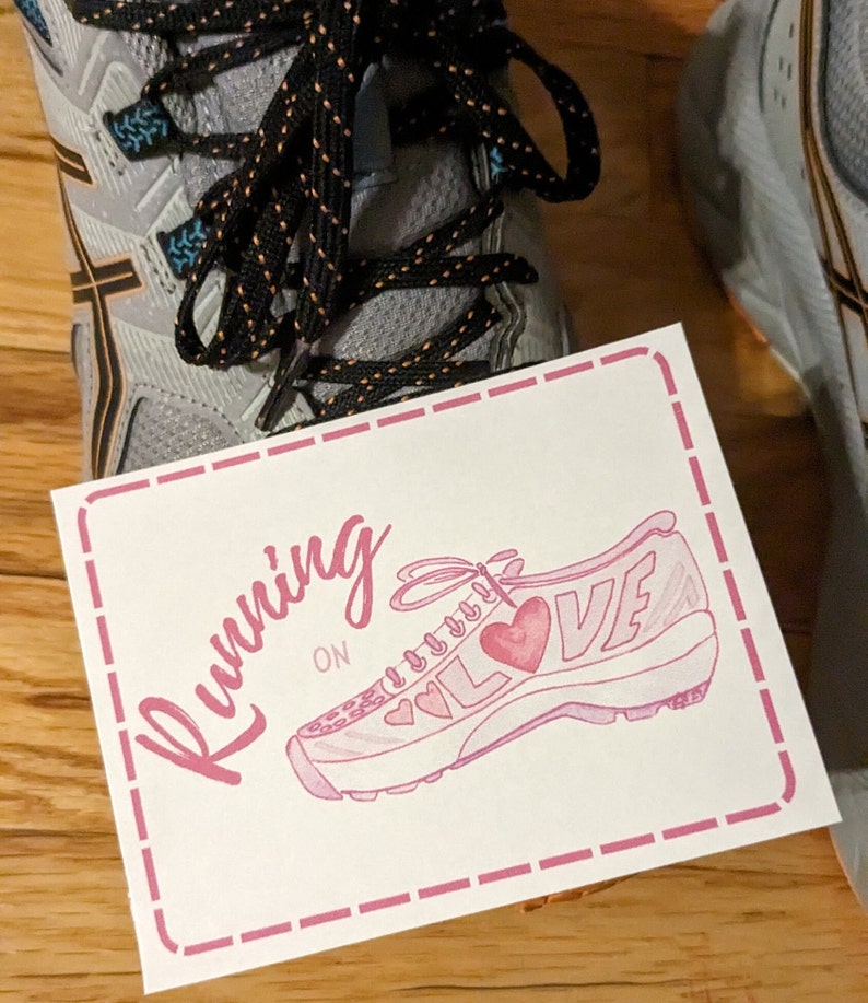 Printable Pink Running Shoe Valentines 4 Valentines per Page Digital ...