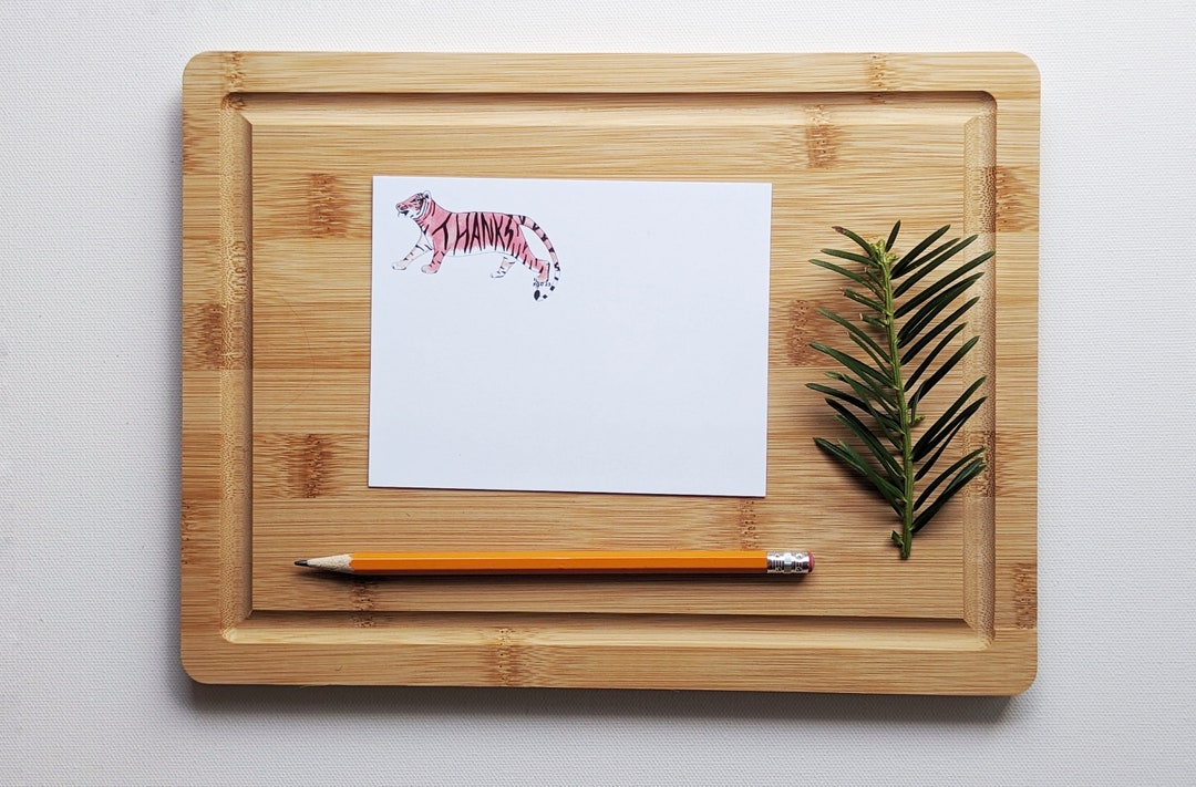 THANKS Tiger Notecards|set of 8- 4.2 X 5.5 Notecard | Watercolor Design ...