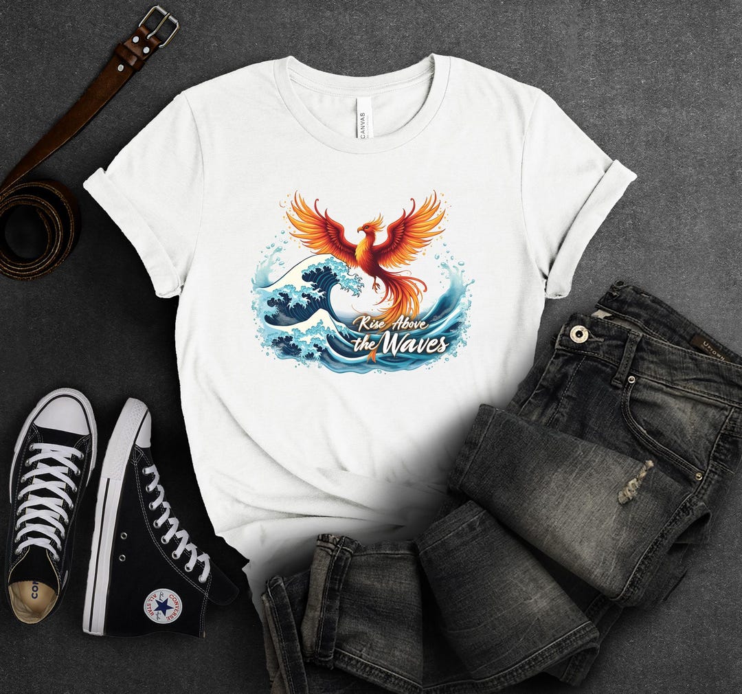 Phoenix Rising From Waves T-shirt | Oceanic Art Tee for Men & Women ...