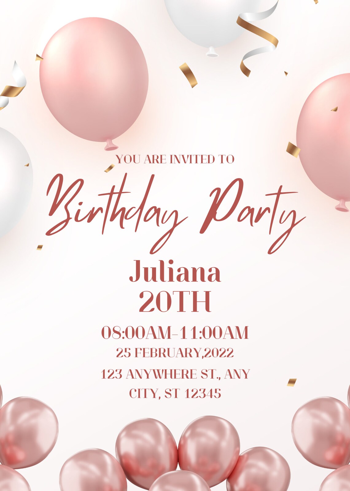 Modern Birthday Party Invitation Colorful Invite Simple Birthday ...