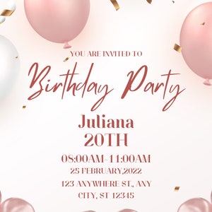 Modern Birthday Party Invitation Colorful Invite Simple Birthday ...