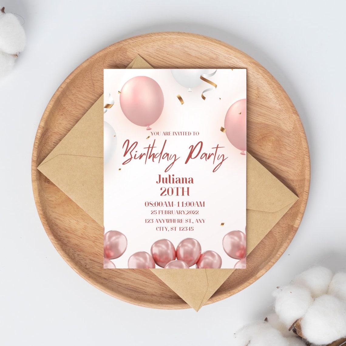 Modern Birthday Party Invitation Colorful Invite Simple Birthday ...
