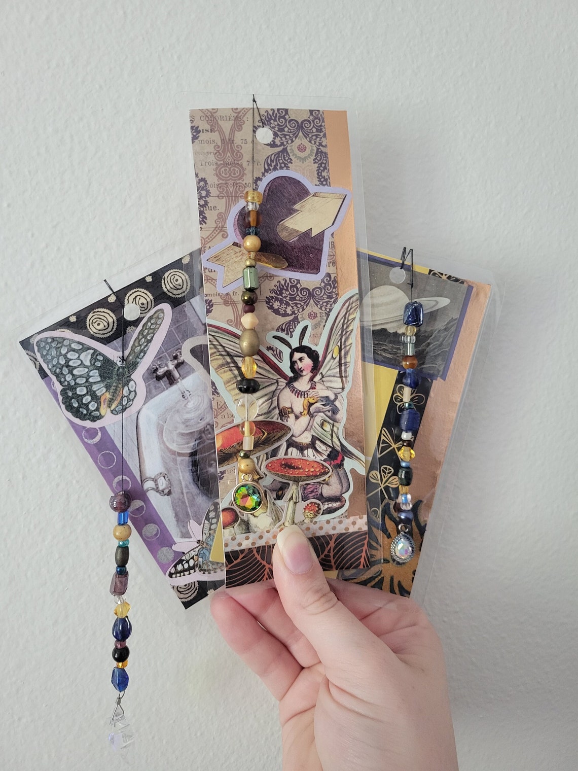 Whimsigoth Scrapbook-style Bookmark Set of 3- Handmade Unique Collage ...