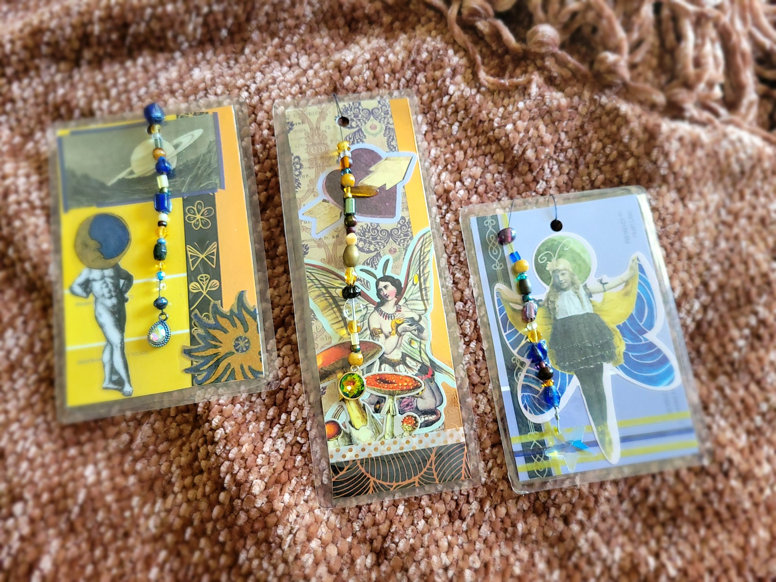 Whimsigoth Scrapbook-style Bookmark Set of 3- Handmade Unique Collage ...