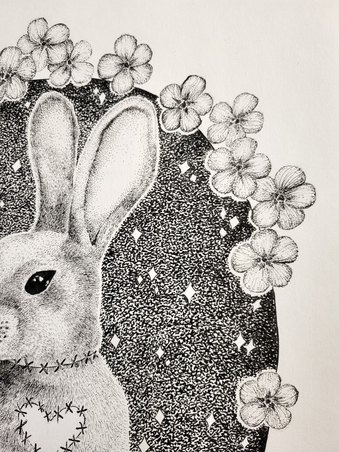 Cosmic Rabbit Original Pointillism Art- Celestial Crystal Illustration ...