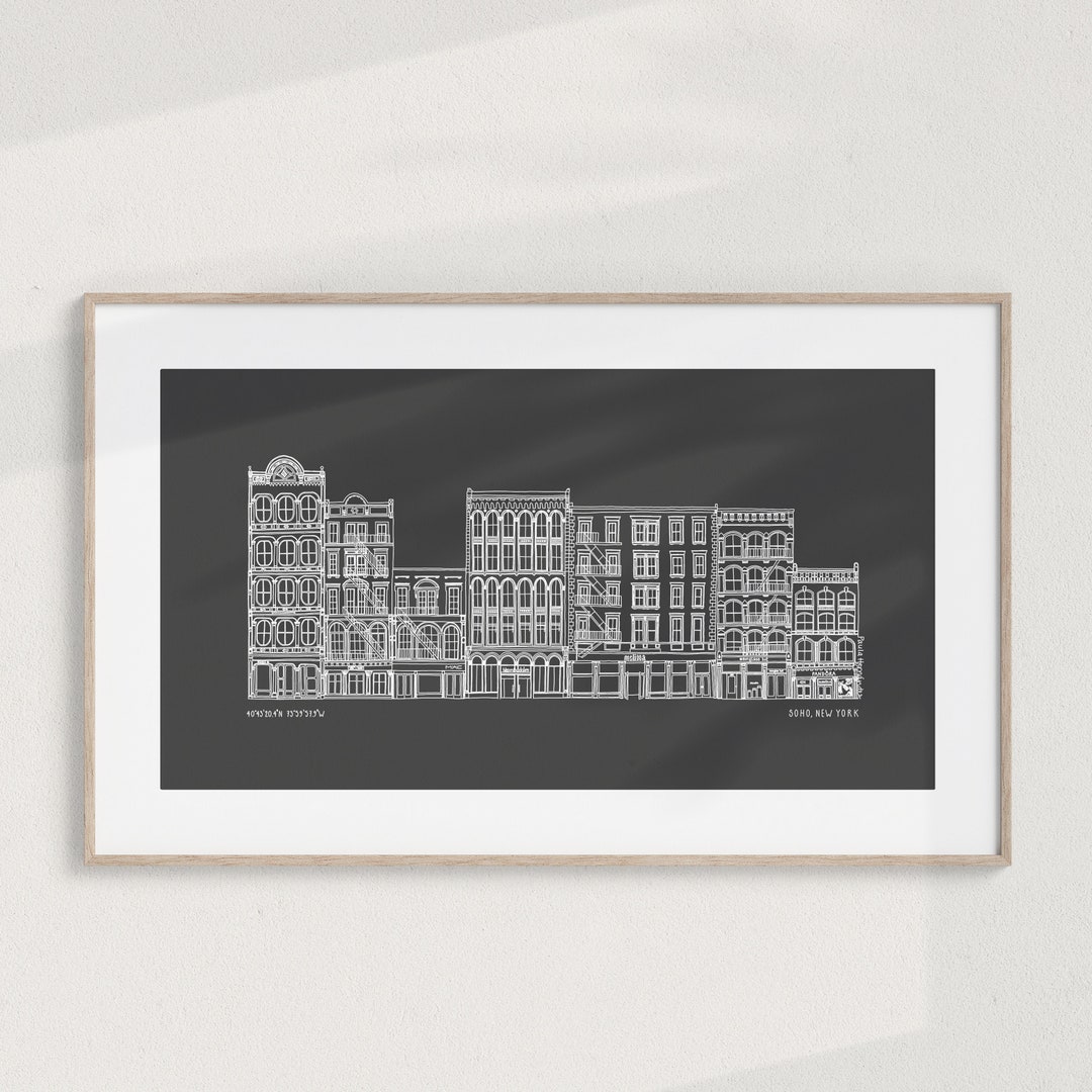 New York Architectural Illustration, Soho Hand Sketched Drawing, Cast ...