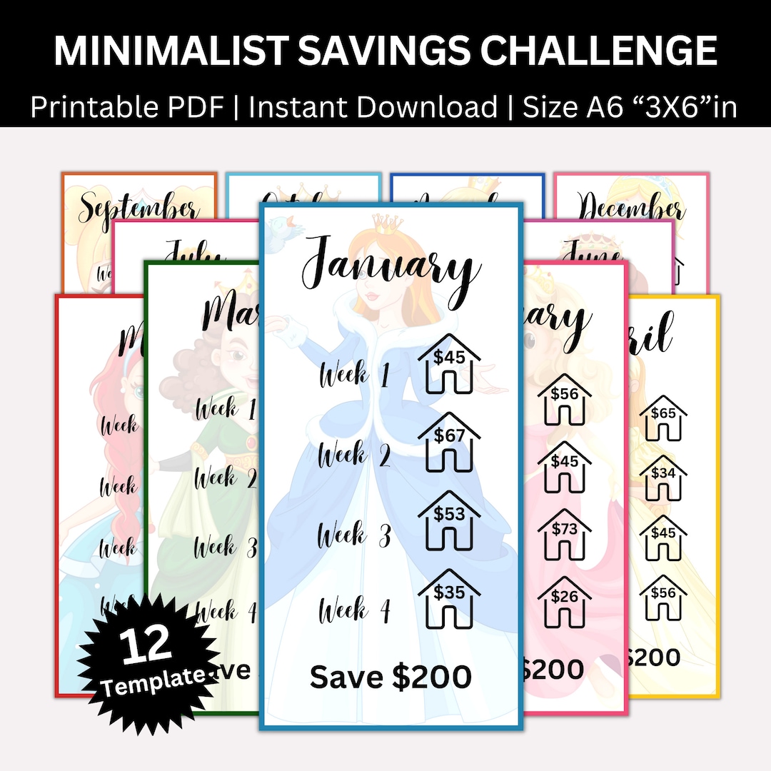 Low Income Savings Challenge Printable, Monthly Saving Challenges, Mini ...