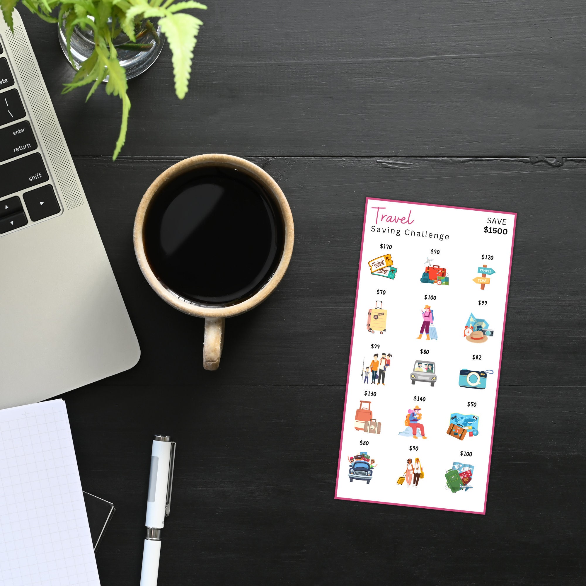 Travel Savings Challenge Printable, Vacation Savings Challenge, Money ...