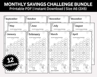 Mini Monthly Savings Challenge Printable, 12 Month Savings Challenges ...