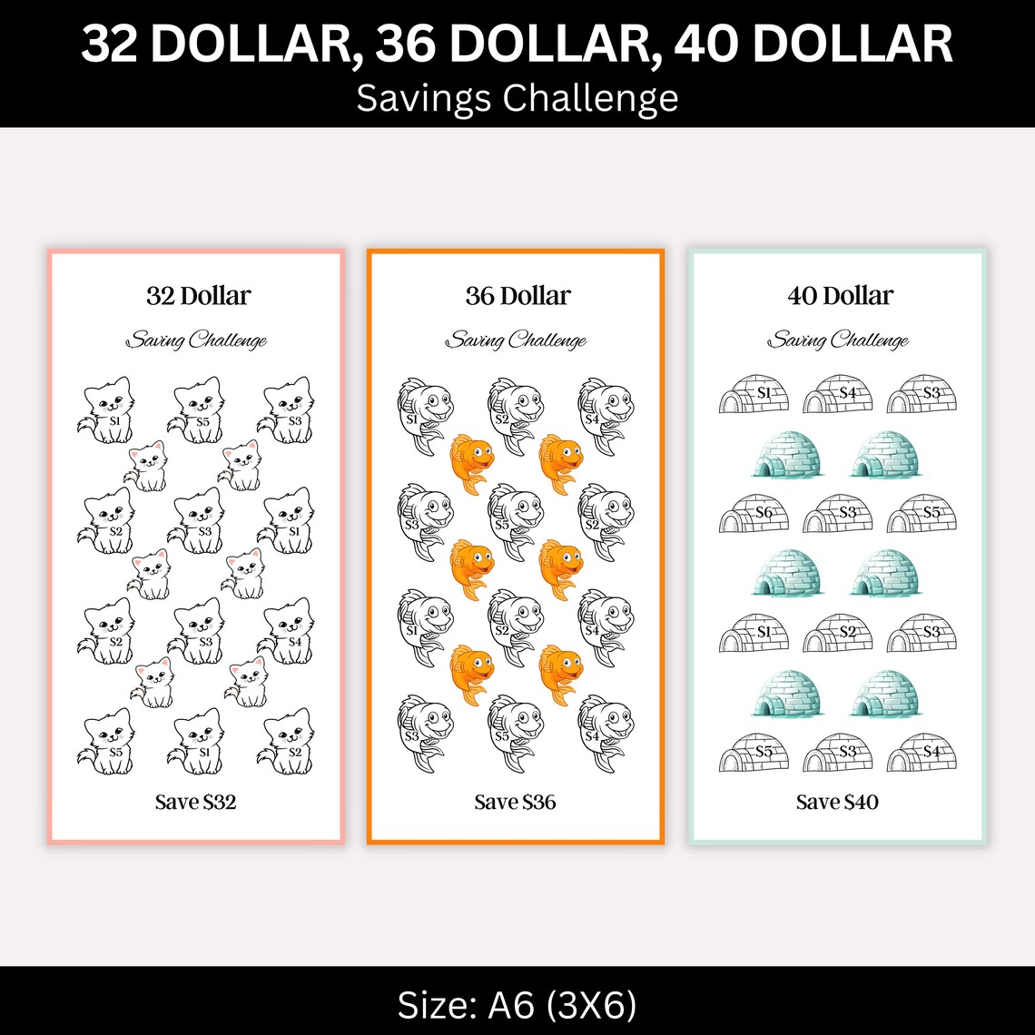 Kids Money Savings Challenge Printable, A6 Kids Mini Saving Challenges ...