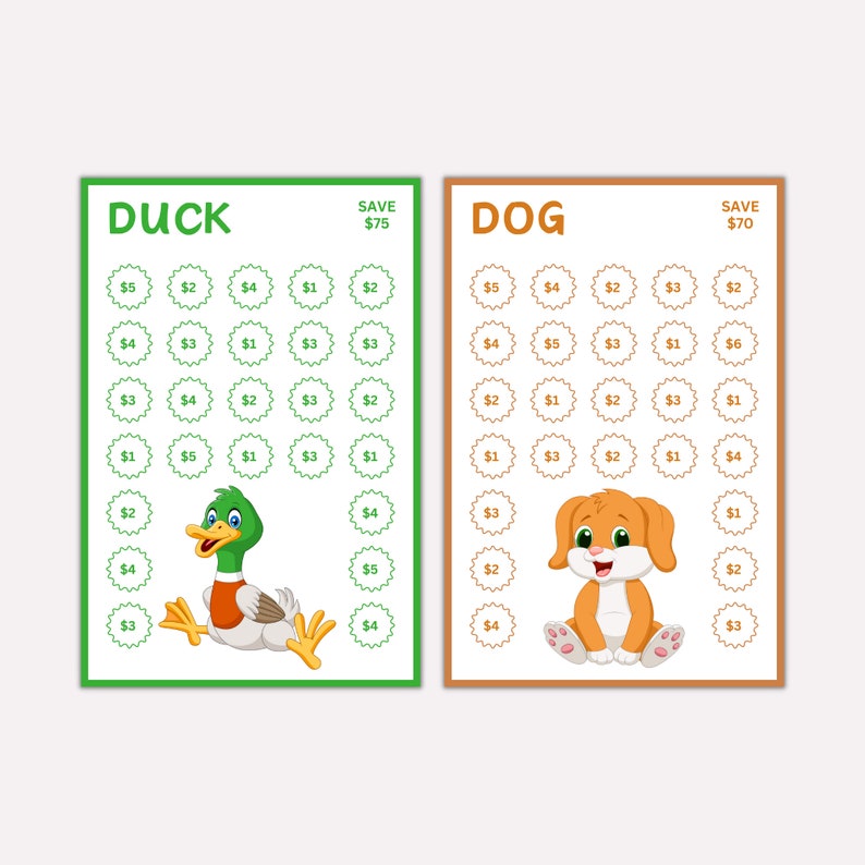 Animal Savings Challenge Printable, A6 Mini Animal Saving Challenge ...