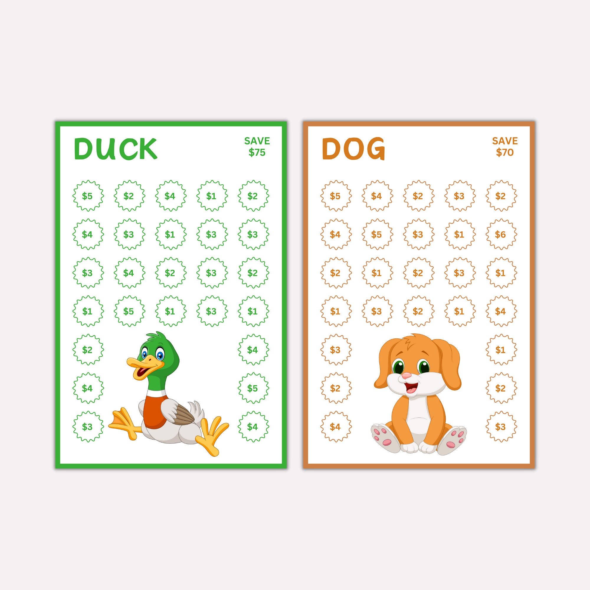 Animal Savings Challenge Printable, A6 Mini Animal Saving Challenge ...