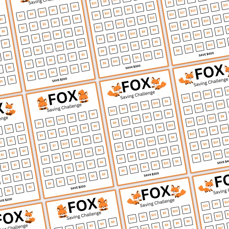 Mini Fox Savings Challenge Printable, A6 Fox Saving Challenges, Fox ...