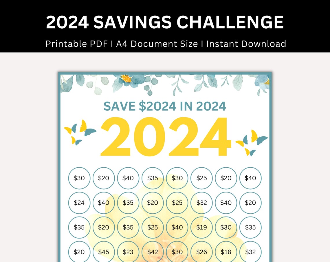 Buy 2024 Saving Challenge Printable, Save 2024 in 2024, 2024 Money ...