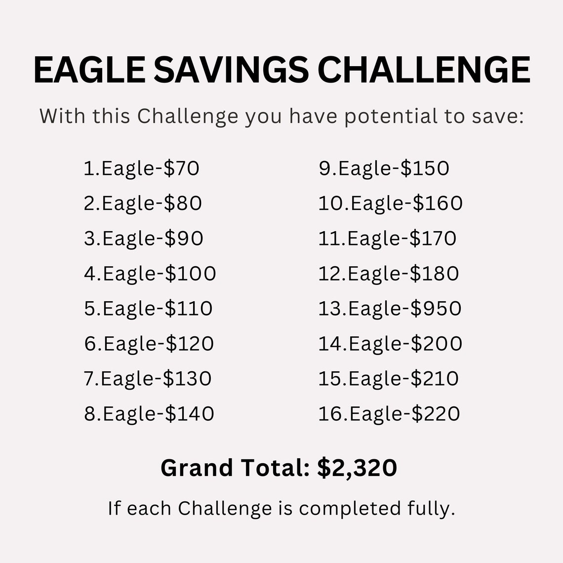 Eagle Savings Challenge Printable, Mini A6 Eagles Saving Challenge, A6 ...