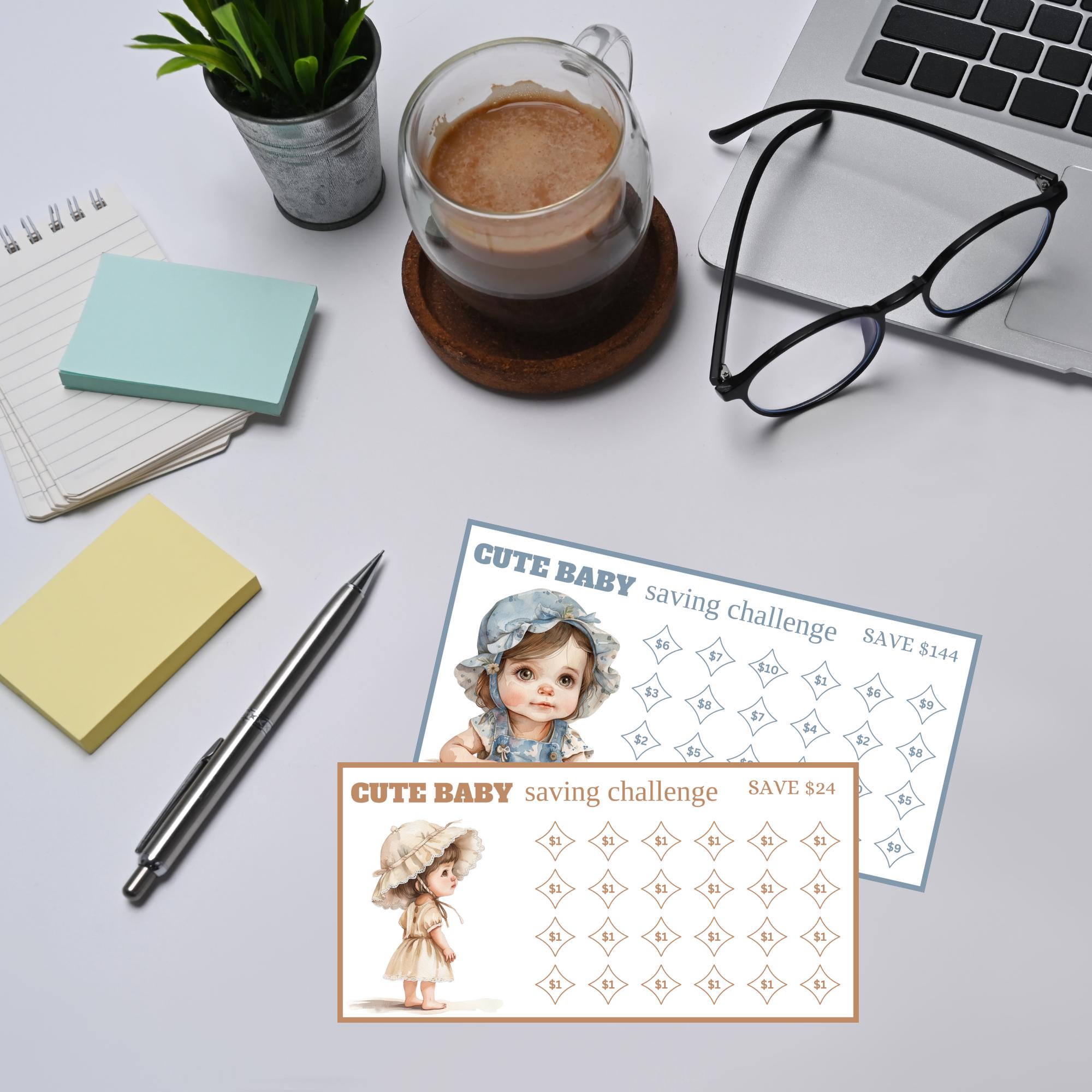Cute Baby Savings Challenge Printable Bundle, Low Income A6 Mini Baby ...