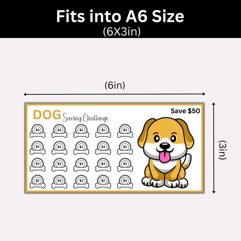 Puppy Themed Savings Challenge Printable, Mini A6 Dog Saving Challenges ...