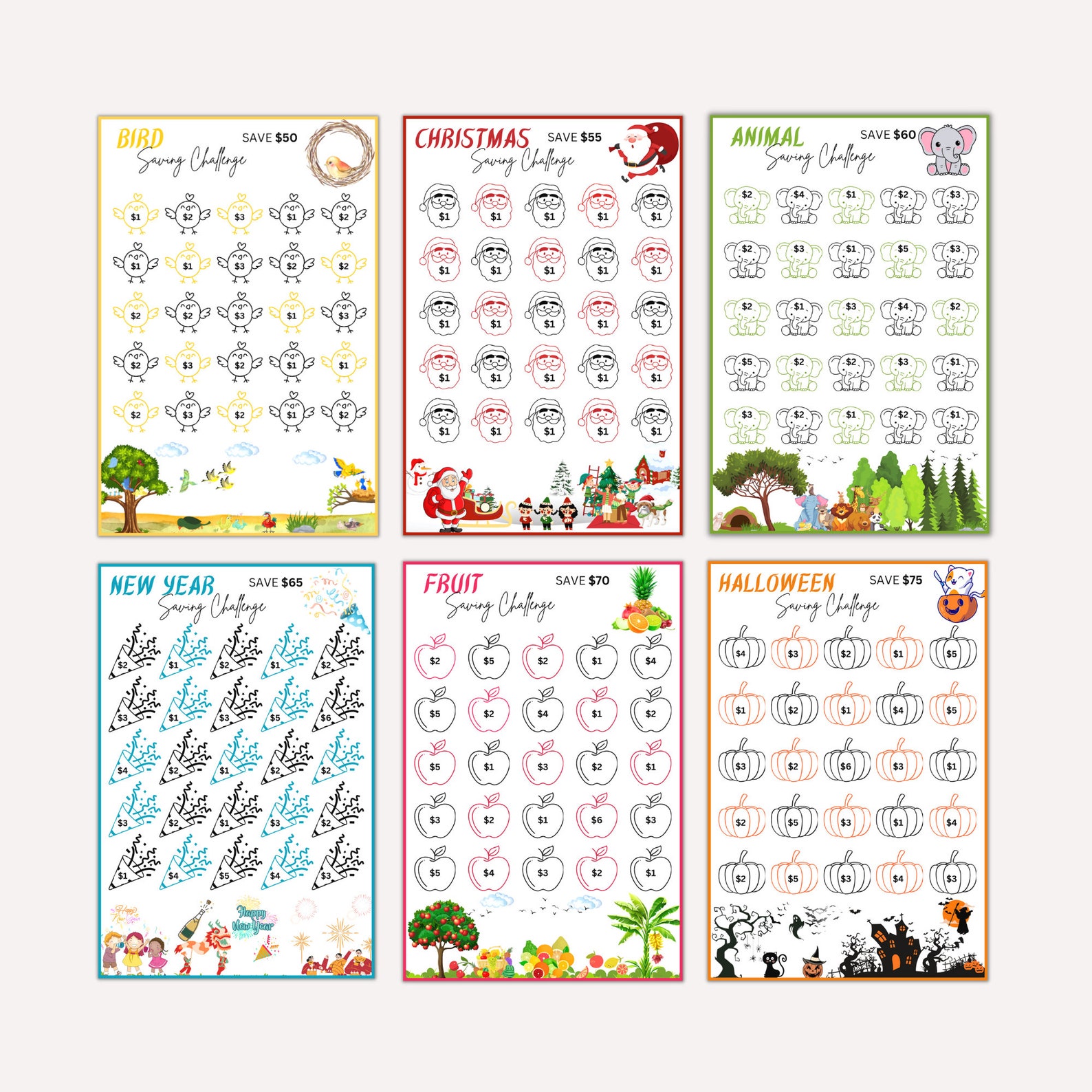 Savings Challenge Printable, Color Mini A6 Saving Challenge, Money ...