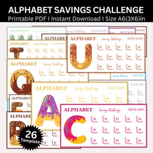 Alphabet Low Income Savings Challenge Printable Bundle, A6 Mini ...
