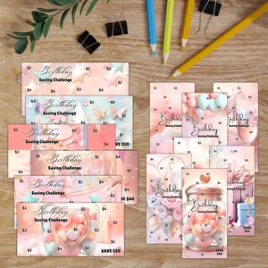 A6 Birthday Savings Challenge Printable Bundle, Mini Happy Birthday ...