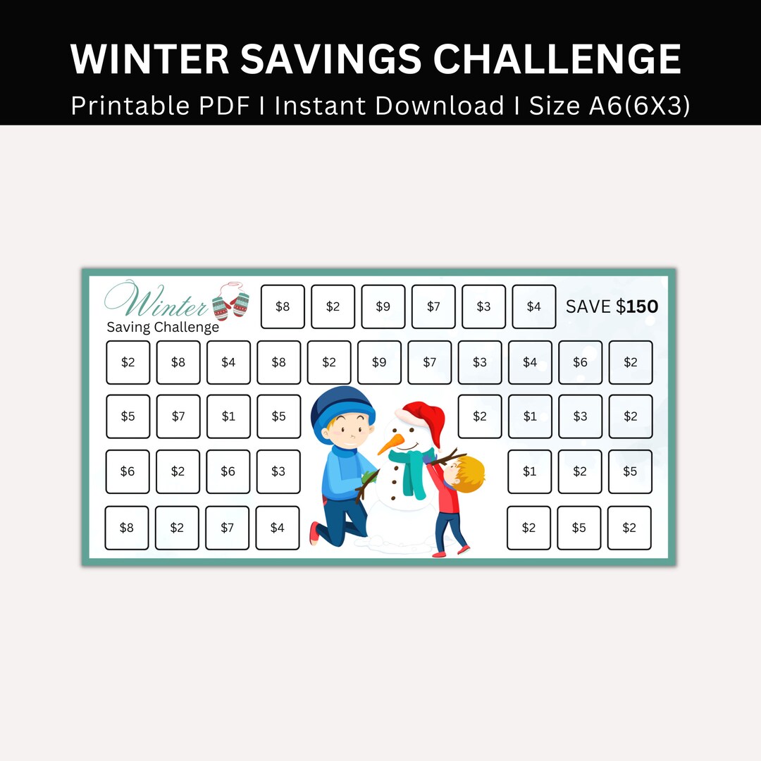 Winter Savings Challenge Printable, Winters Money Saving Challenges ...
