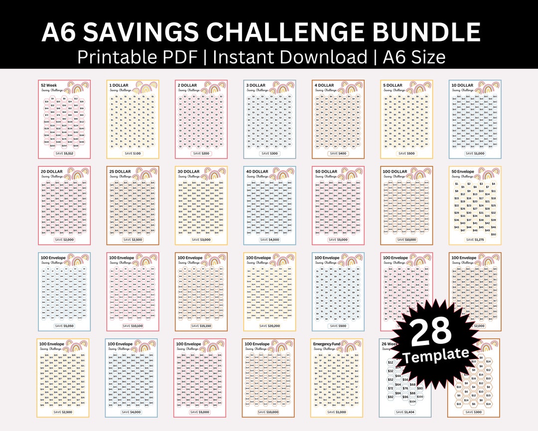 Saving Challenge Binder, Money Savings Challenge Printable, Mini Saving ...