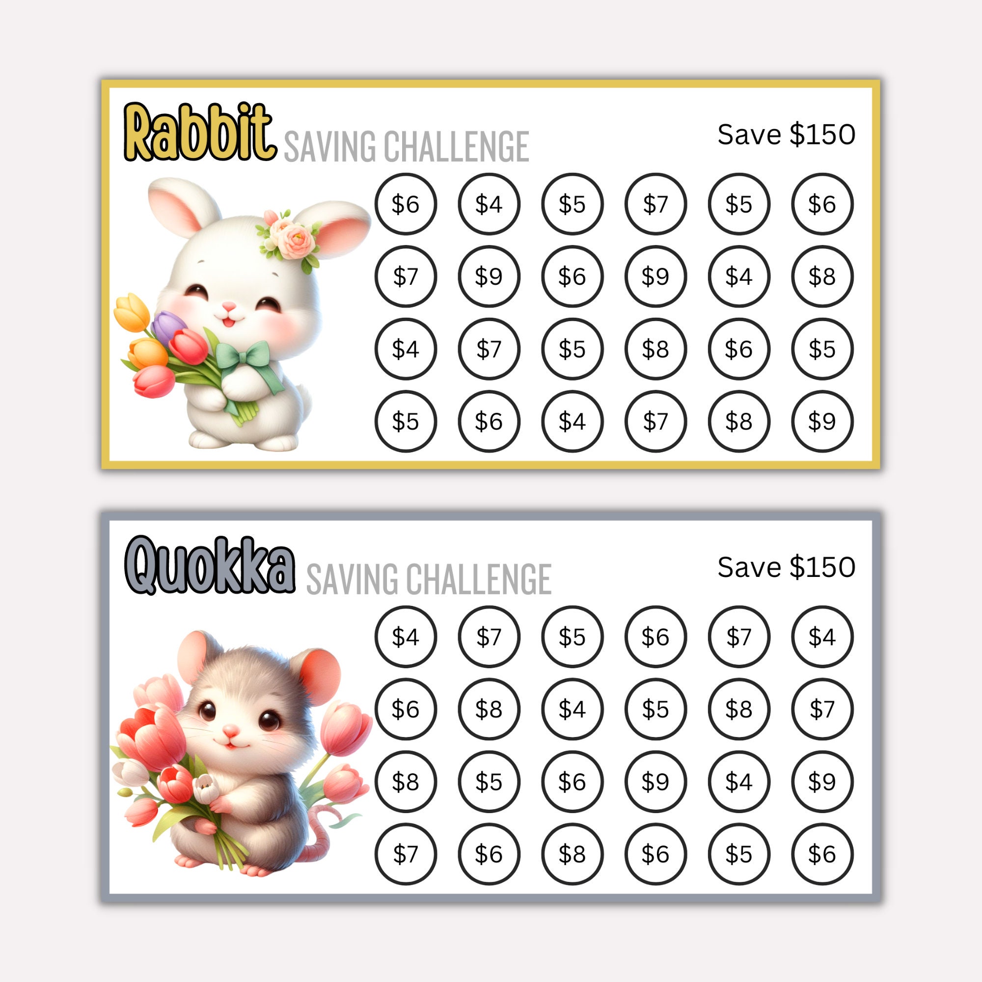 Mini Animal Savings Challenge Printable, A6 Mini Animal Saving ...