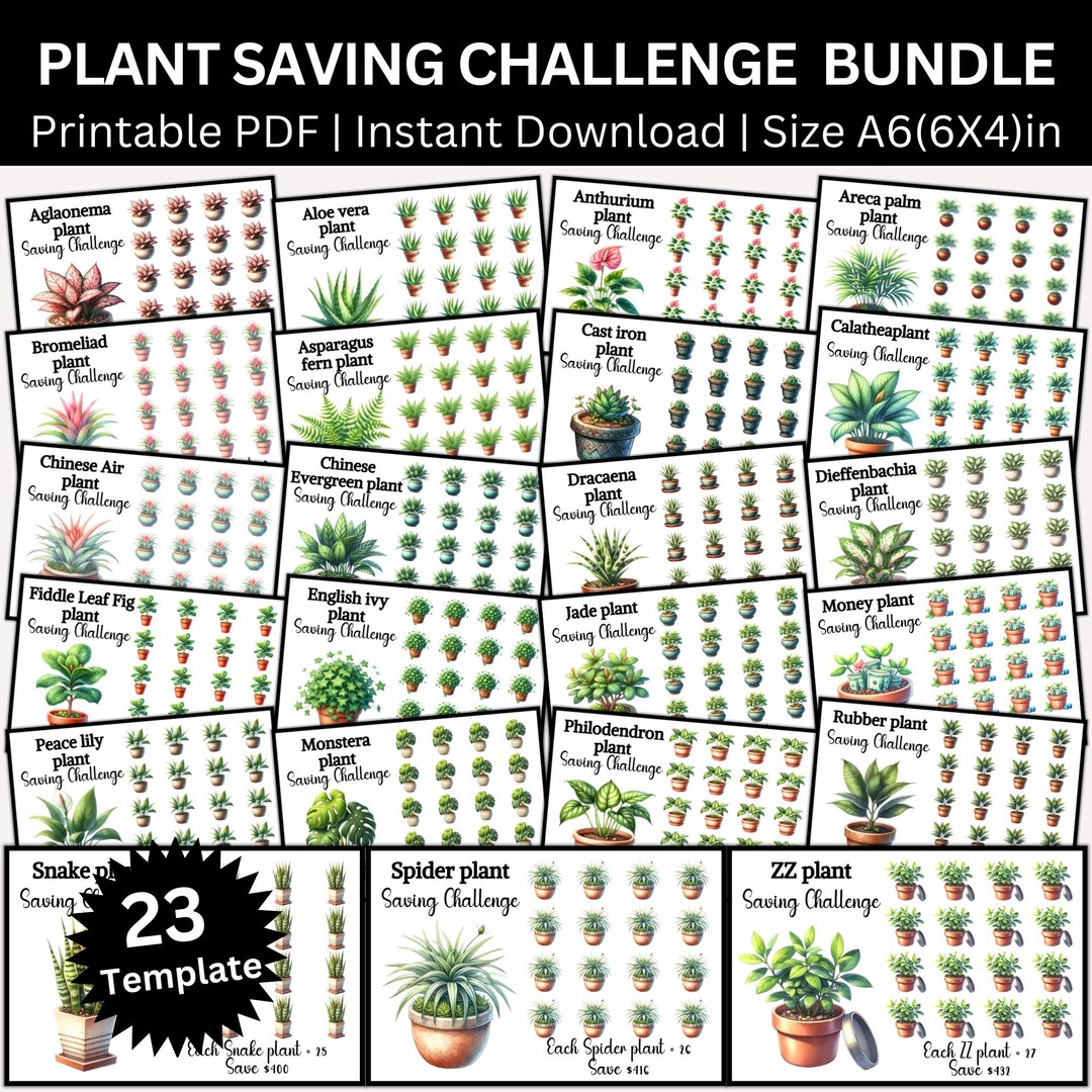 Plants Savings Challenges Printable Bundle, Low-income Garden Money ...