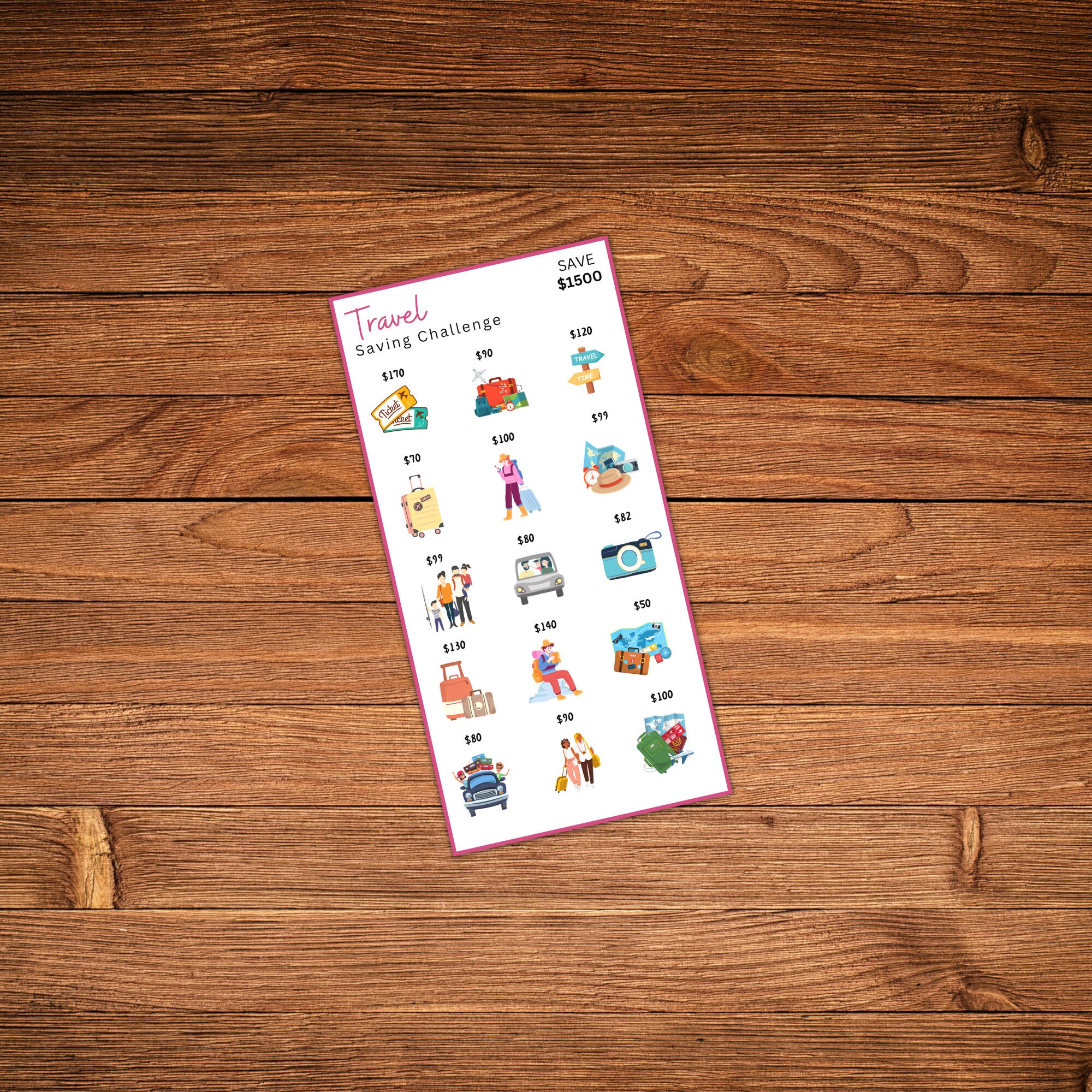 Travel Savings Challenge Printable, Vacation Savings Challenge, Money ...