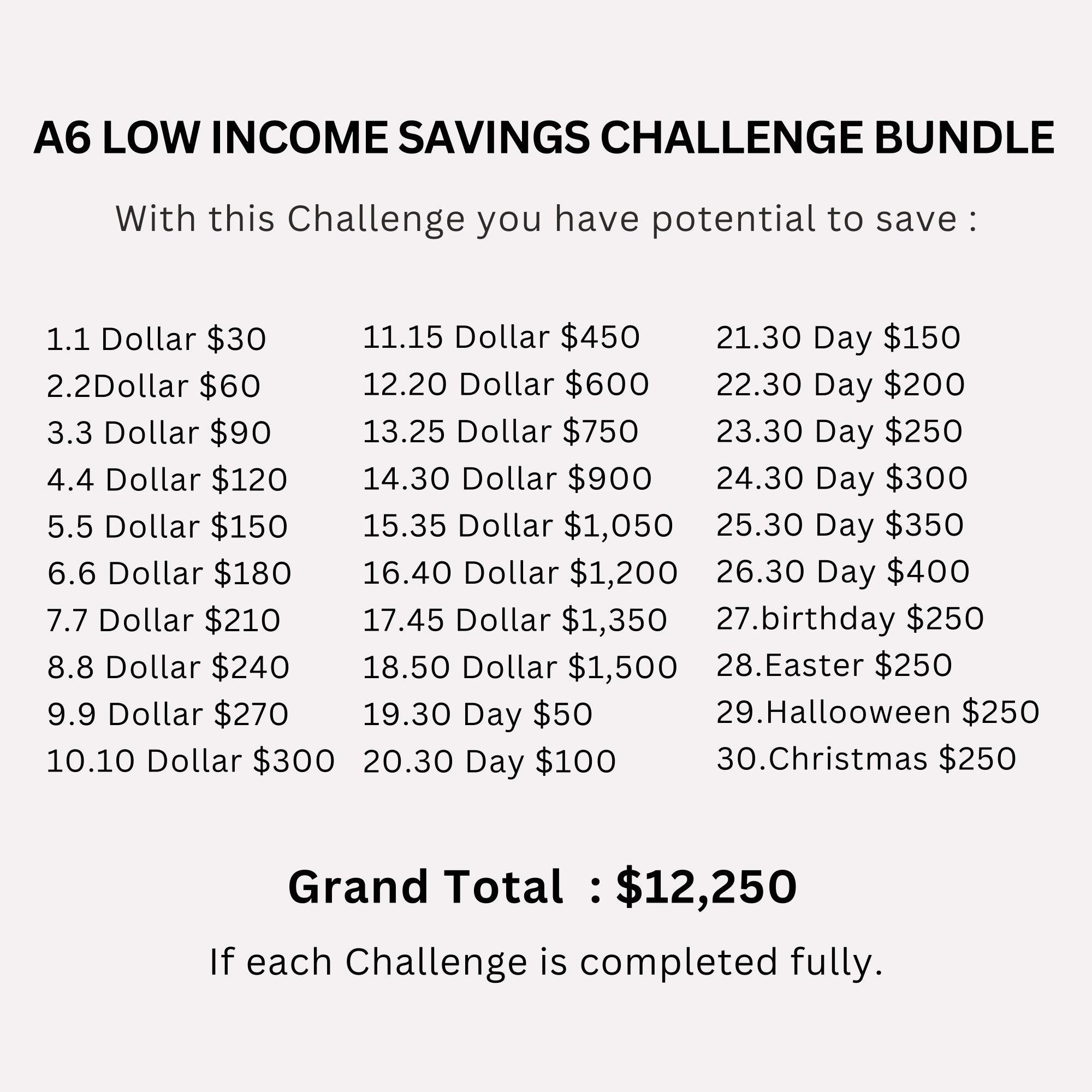 Low Income Saving Challenge Printable Bundle, Mini A6 Saving Challenge ...