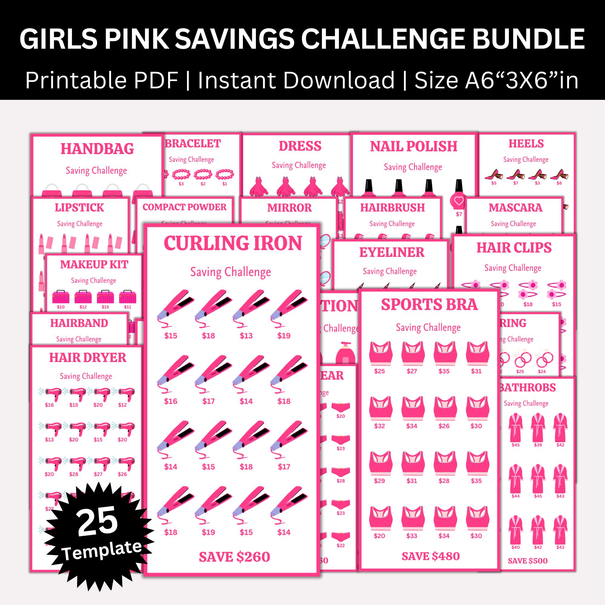 Beauty Pink Savings Challenge Printable, Fashion Lover Pink Saving ...
