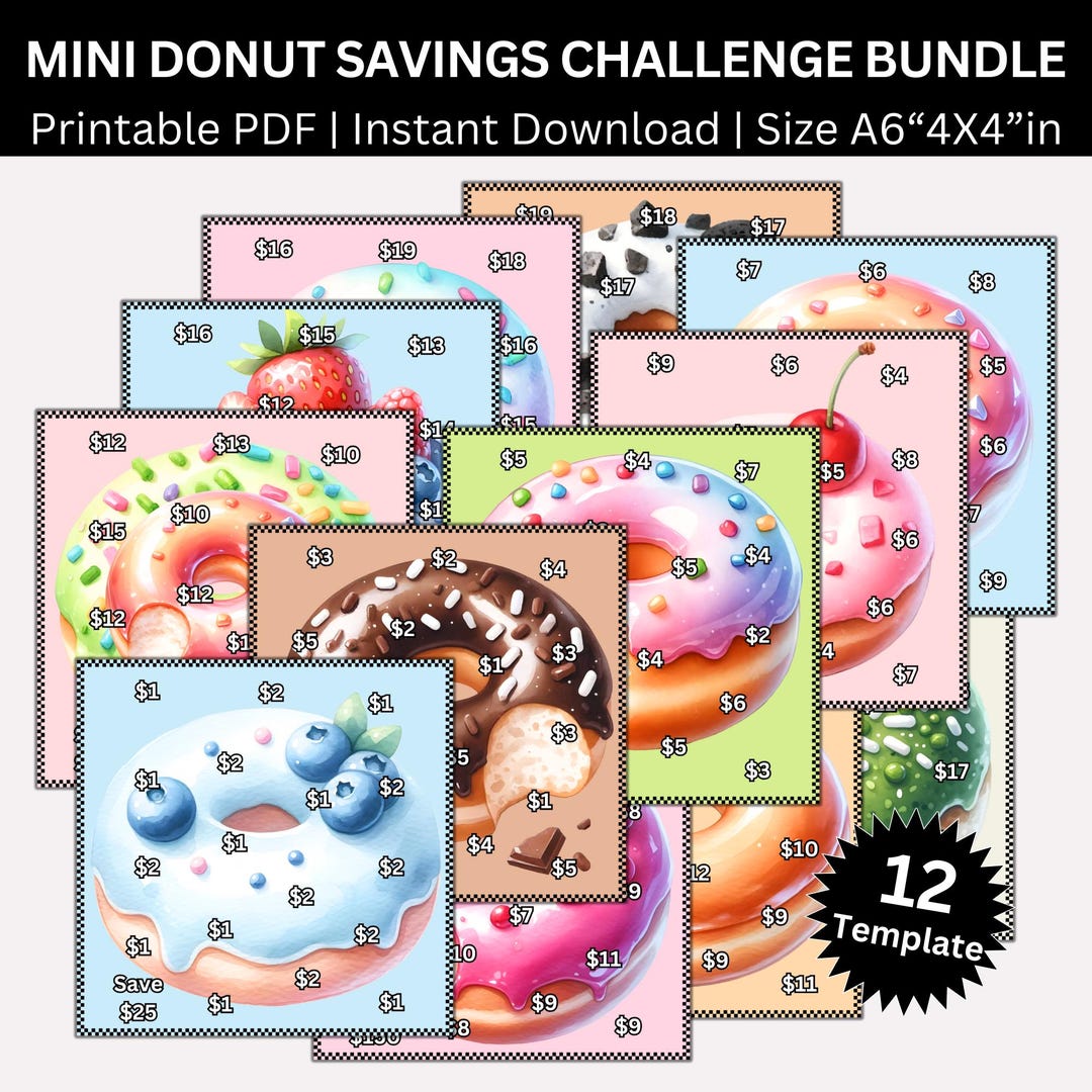 Mini Donut Sweet Savings Challenge Printable Bundle, Low Income Baked ...