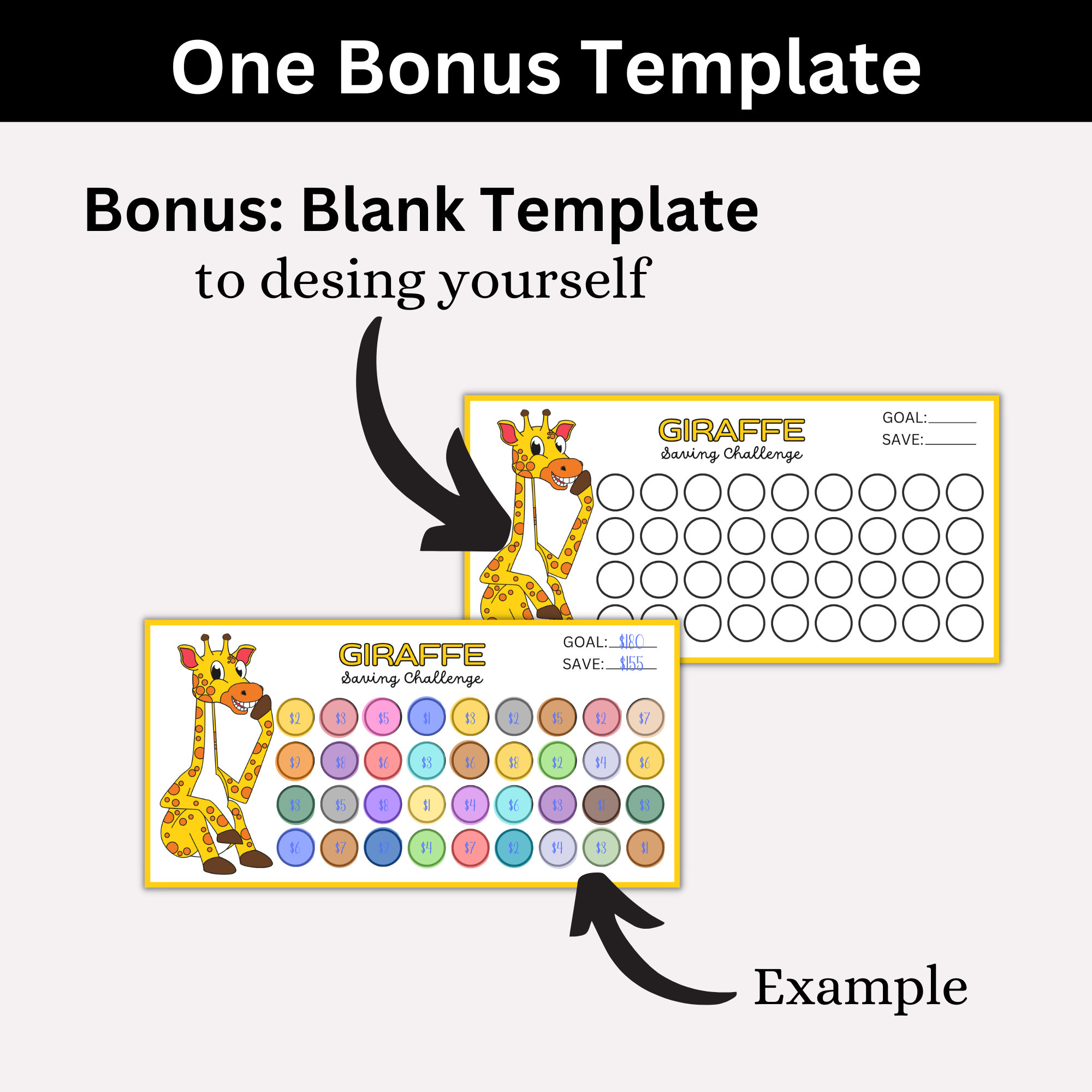 Giraffe Savings Challenge Printable, Animal Mini A6 Giraffe Saving ...