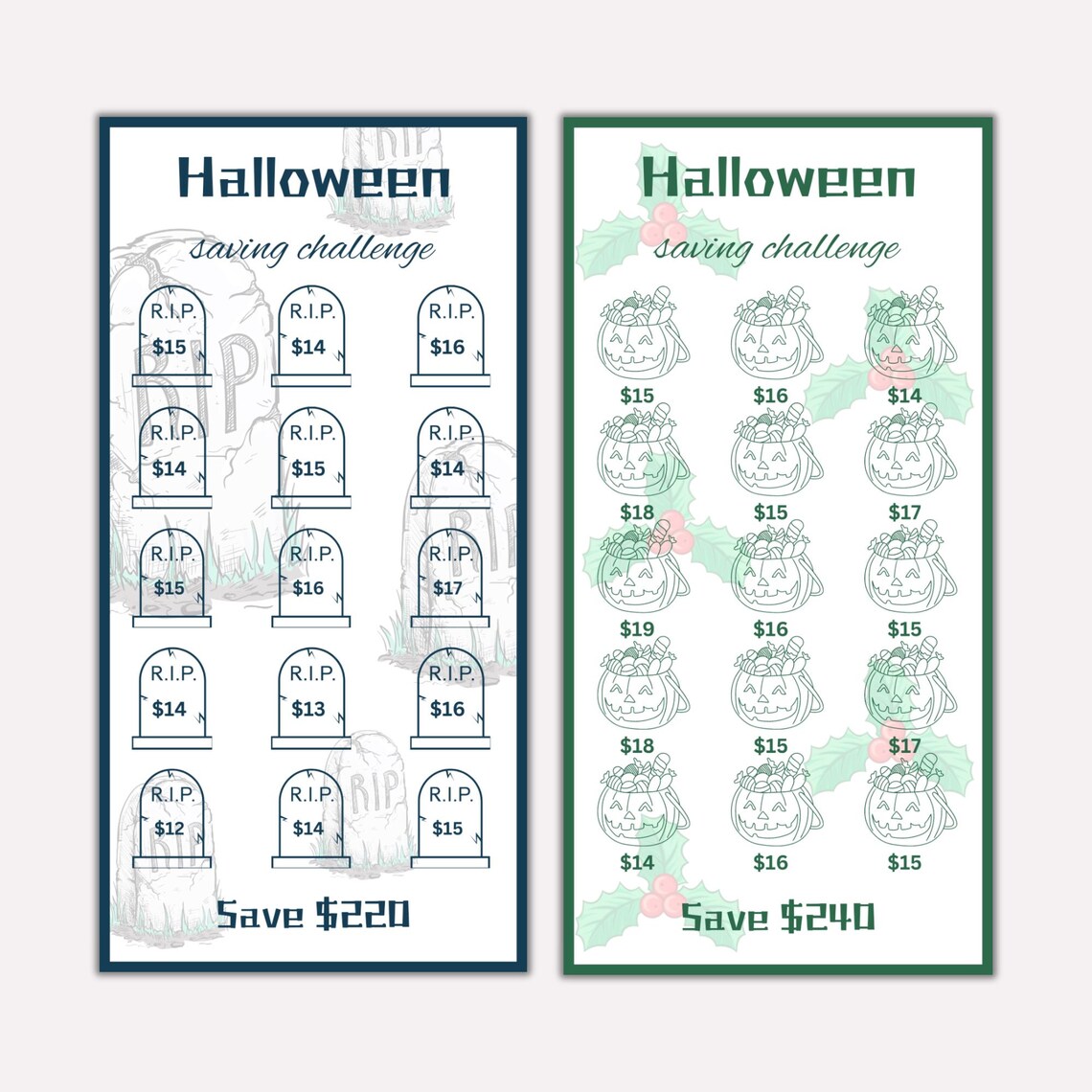 Mini Halloween Savings Challenge Printable, Low Income Spooky Saving ...